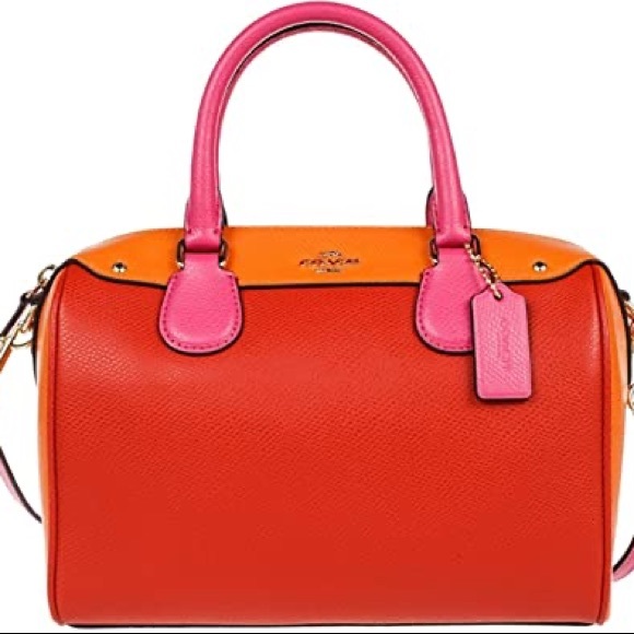 Coach | Bags | Coach Nwt Redorangepink Colorblock Satchel Bag | Poshmark